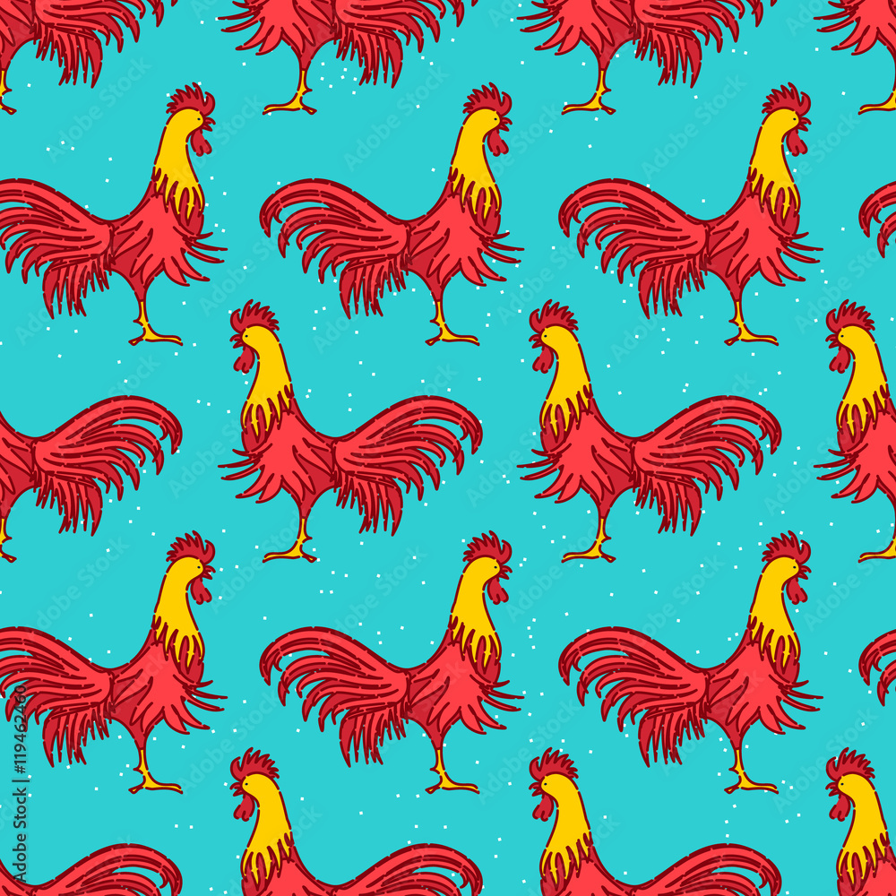 Rooster seamless pattern for Chinese New Year celebration. Festive ...