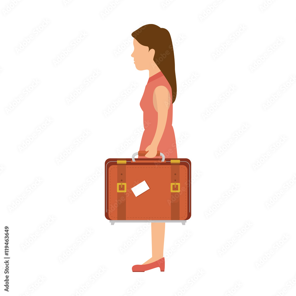 woman with a suitcase cartoon Stock Vector | Adobe Stock