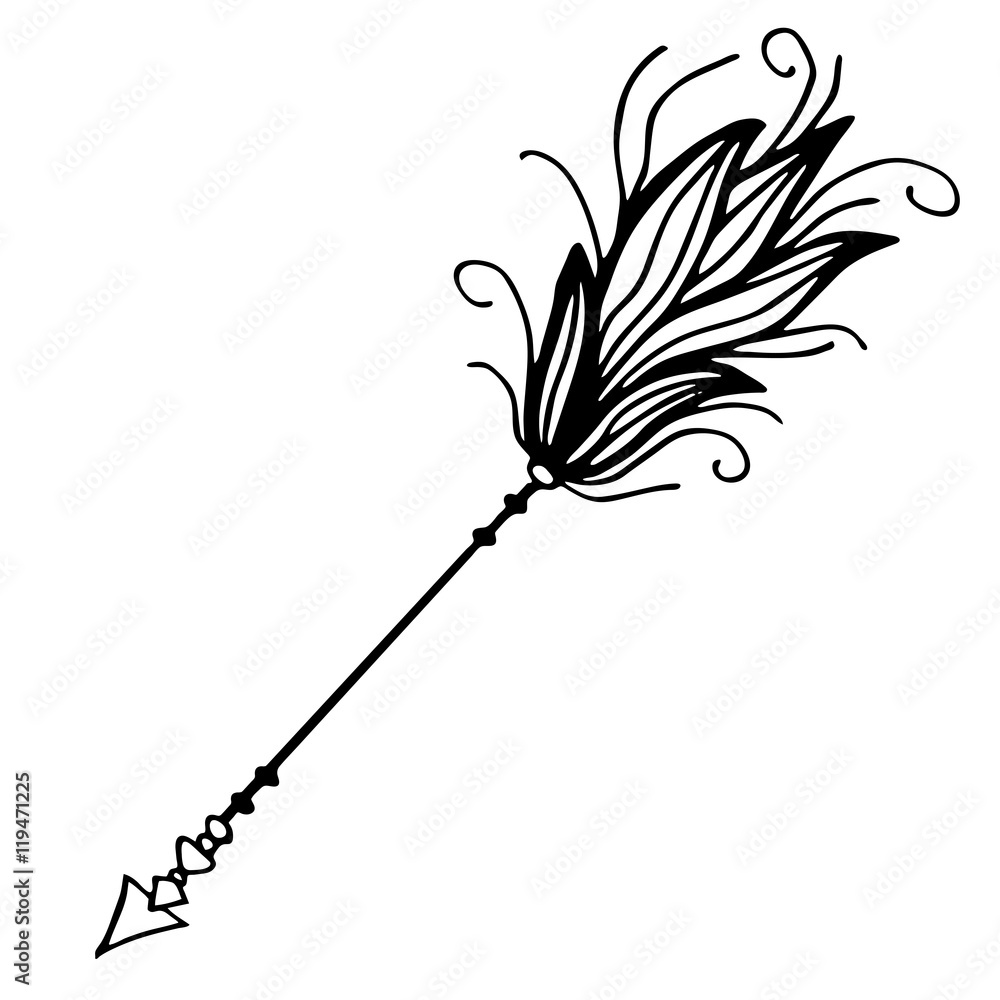 Very high quality original illustration of arrow with feathers Stock ...
