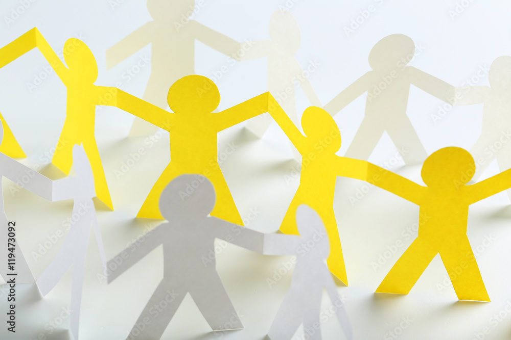 Paper people on the white background Stock-Foto | Adobe Stock