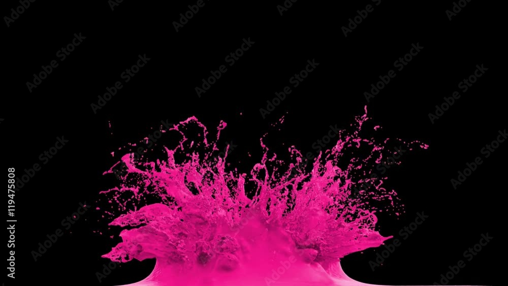 Vidéo Stock 4k abstract bright pink paint splash explosion, drops in ...