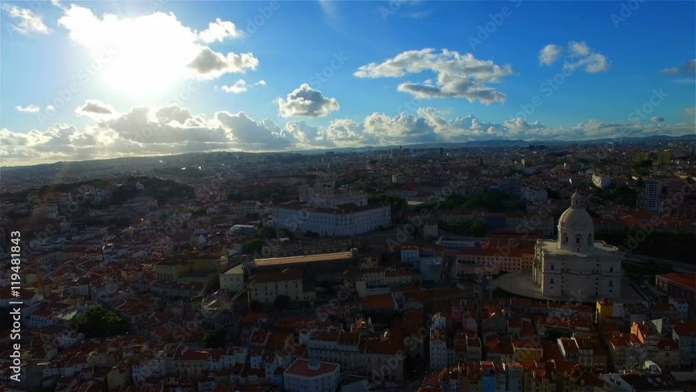 Portugal 4k travel video background. Aerial drone view of old city ...