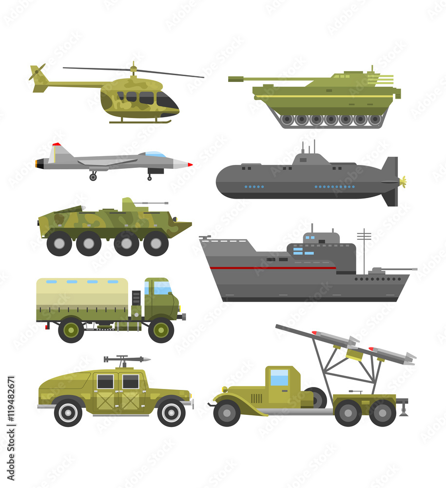 Military technic transport armor flat vector illustration. Stock Vector | Adobe Stock