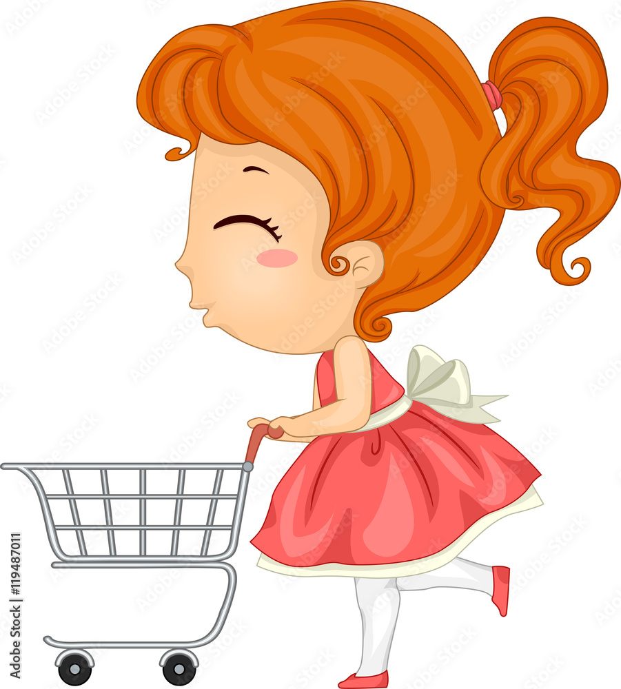 Kid Shopping Cart Clip Art