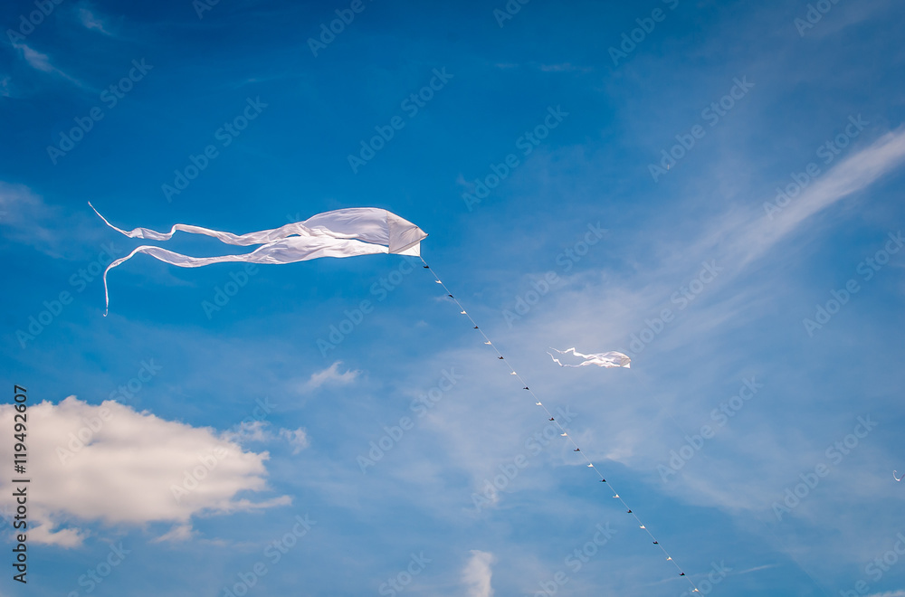 Image of kites flying in the air. Minimal art and design of isolated ...