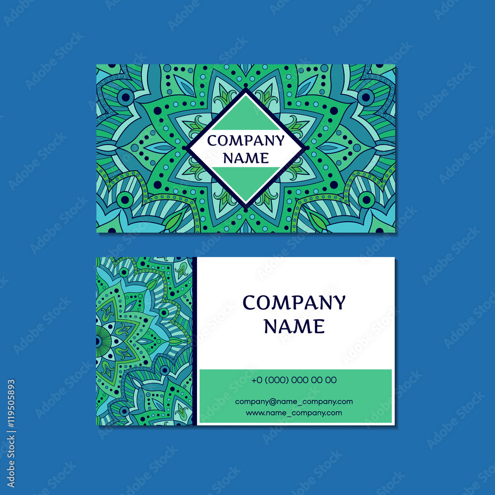 Indian business card template vector. Ornamental floral mandala ...