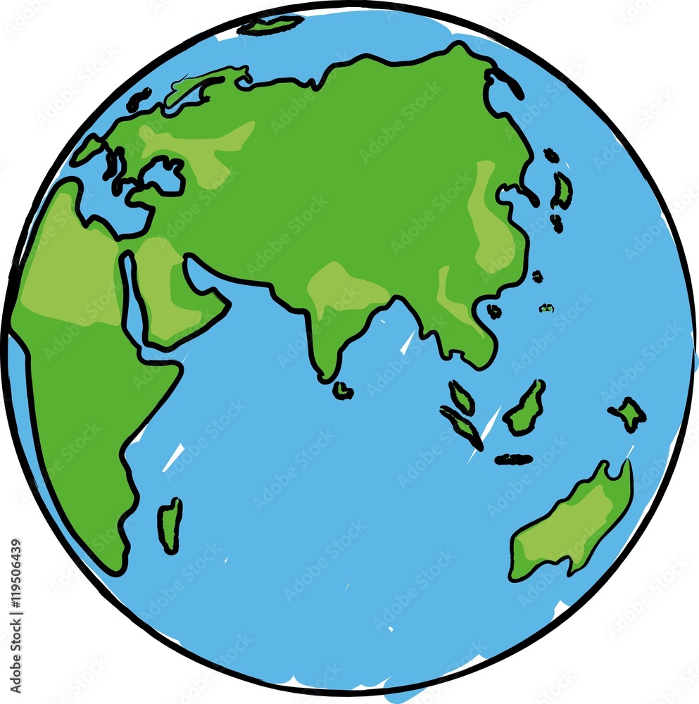 Cartoon earth globe with eurasia, africa and australia Stock Vector ...