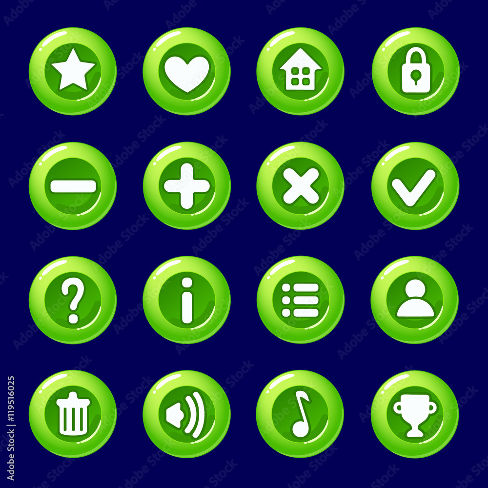 cartoon green Candy vector buttons for game Stock Vector | Adobe Stock