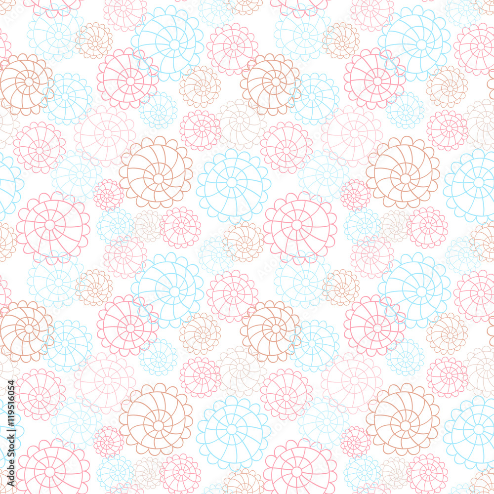 Light color seamless floral hand drawn pattern wall mural wallpaper ...