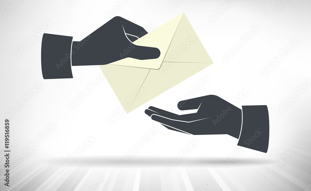 Letter Handover. One hand giving envelope to another hand Stock Vector ...