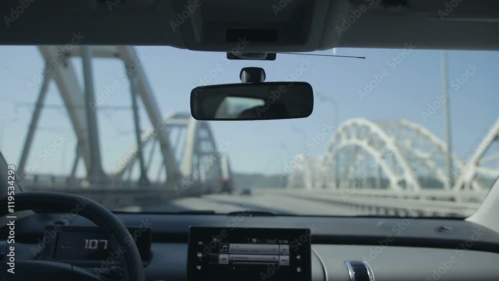 Driving car on the bridge in the city Stock Video | Adobe Stock