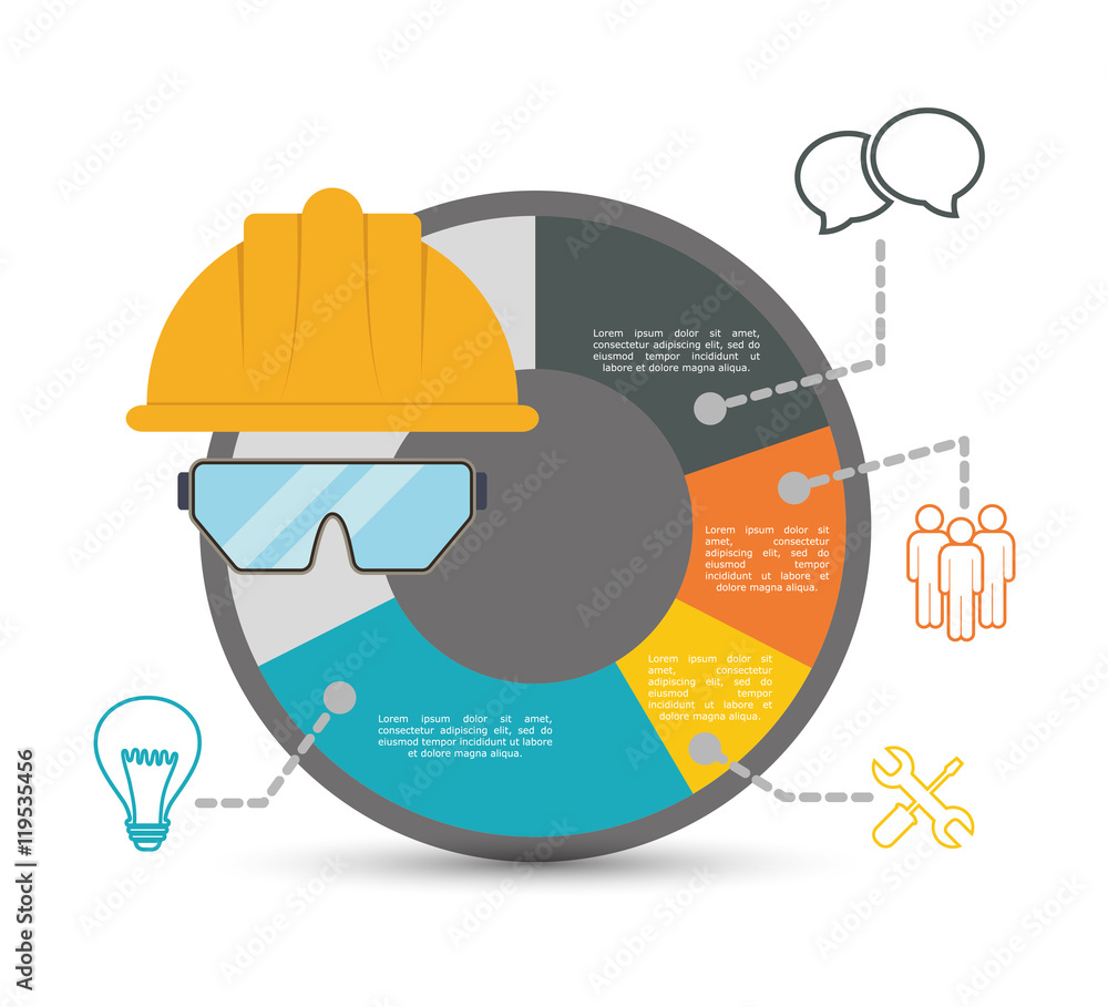 infographic helmet glasses industrial security safety protection icon ...