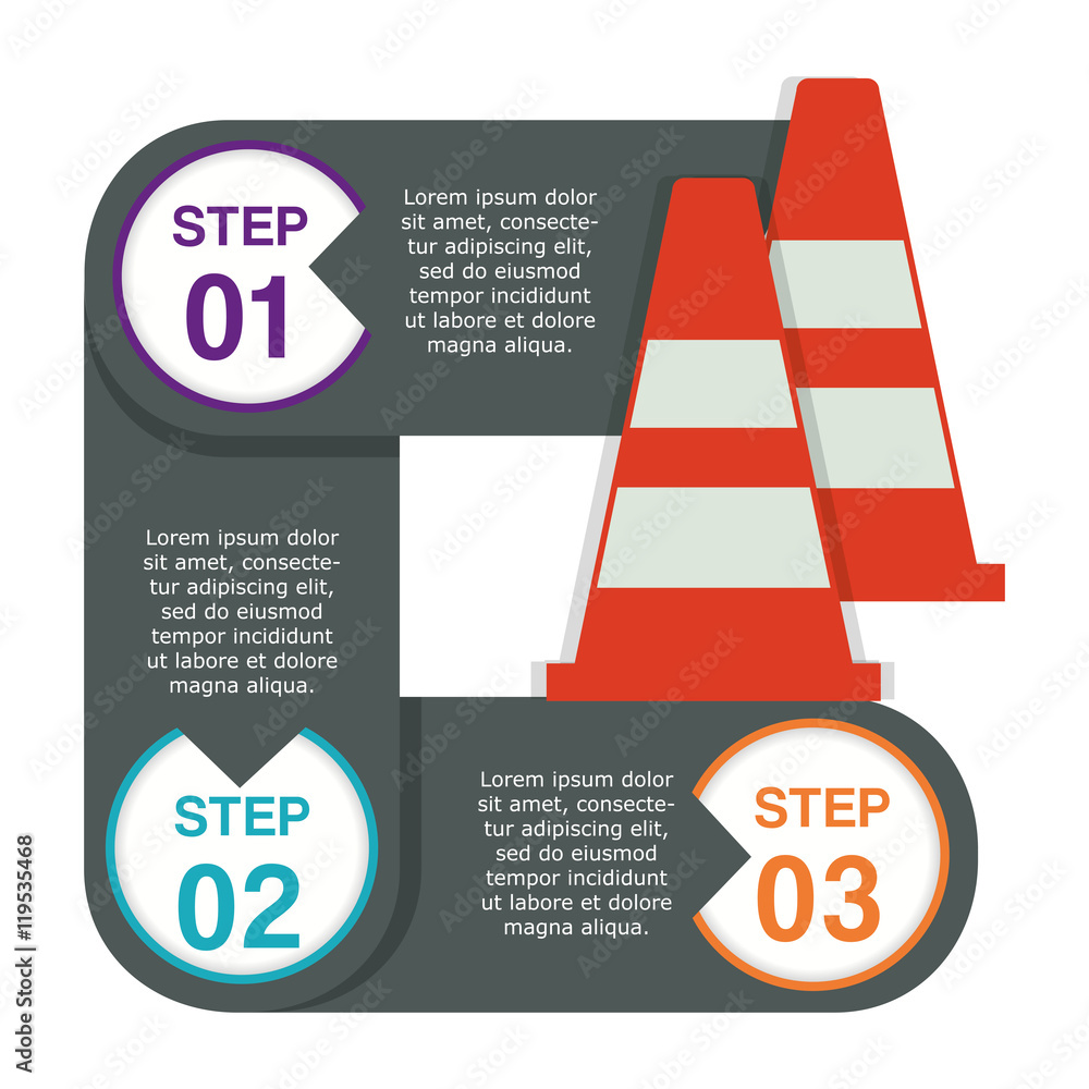 infographic cone industrial security safety protection icon set ...