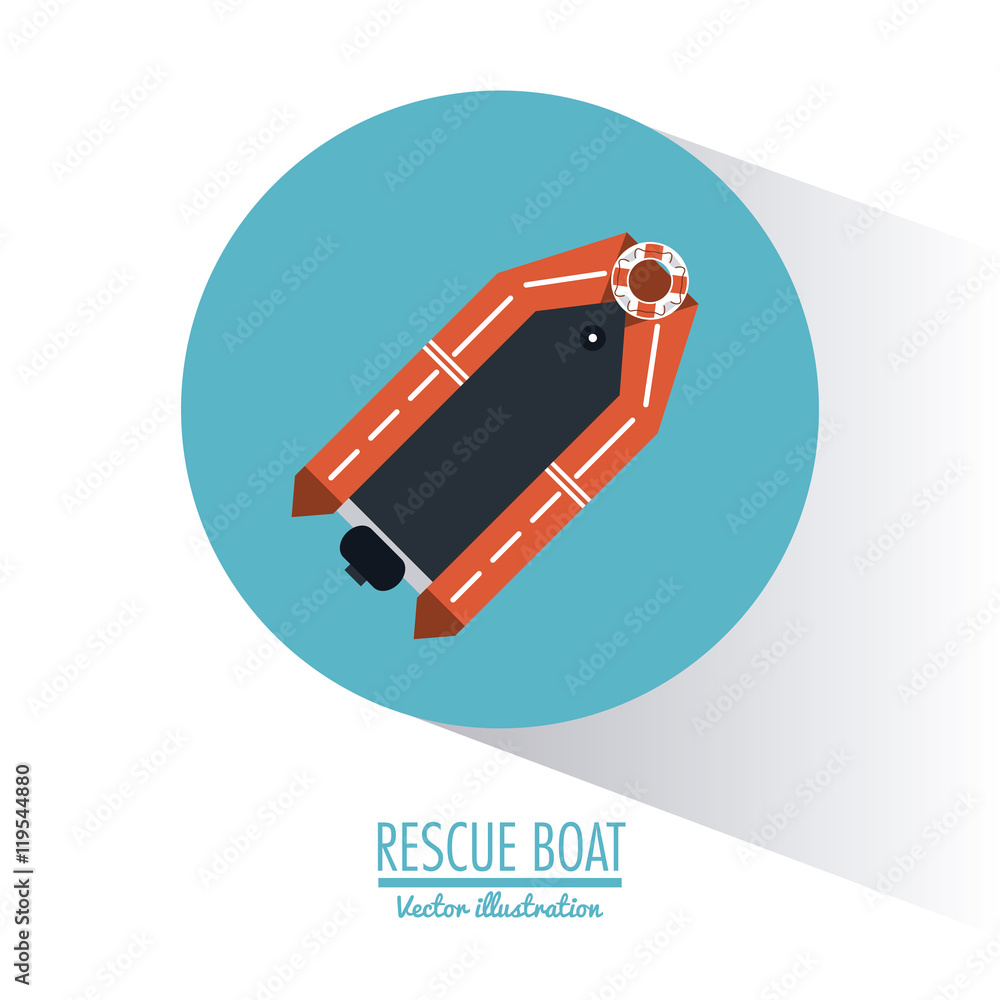 Vettoriale Stock rescue boat nautical marine sea ocean transportation ...