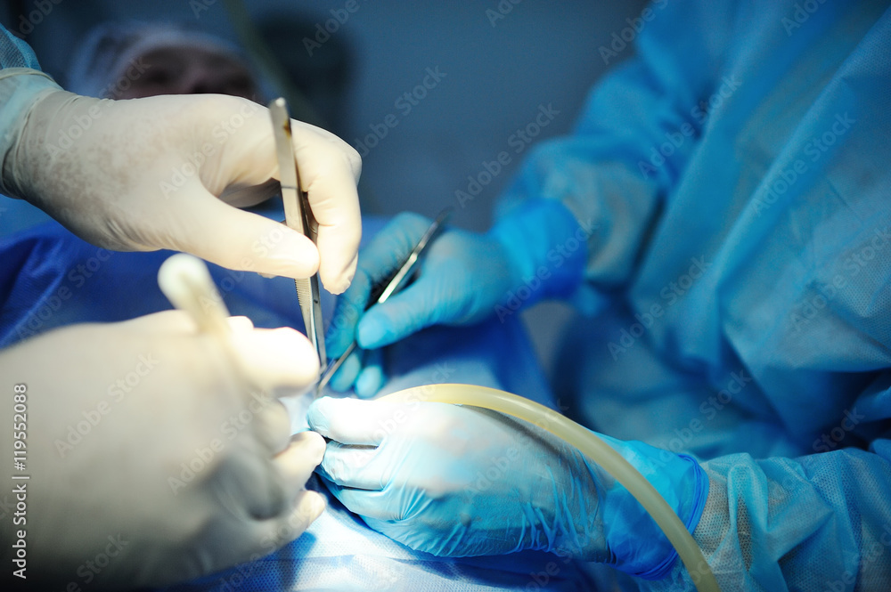 hand surgeon makes an operation closeup. surgical instruments Stock ...