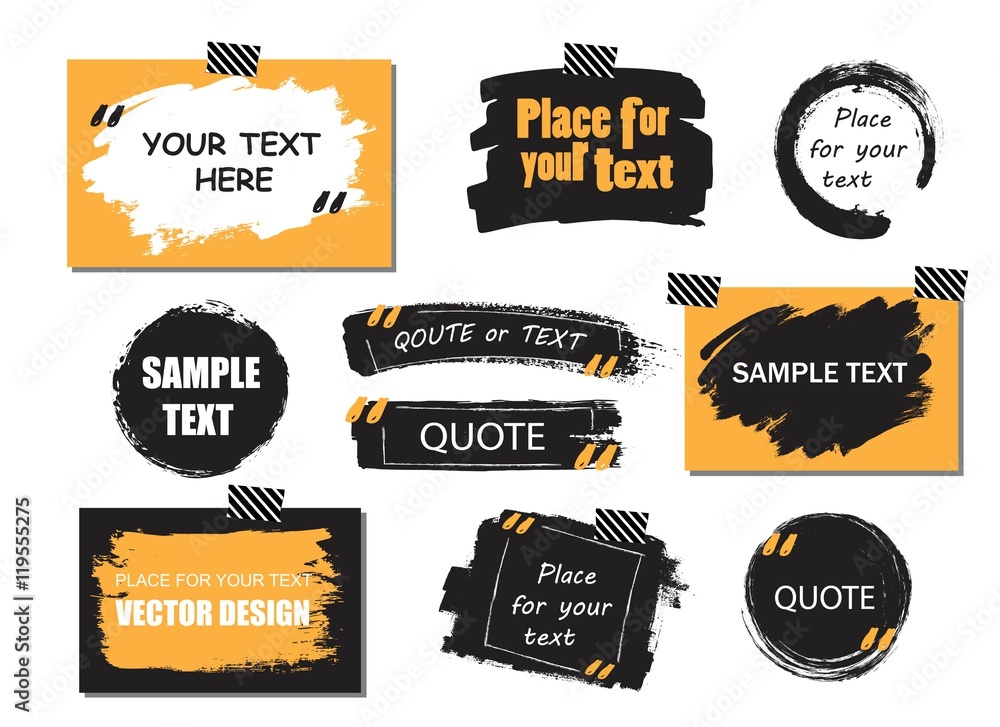 Vector quote or text boxes collection. Hand drawn frames, square ...
