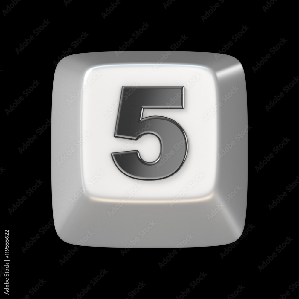 Computer keyboard key number FIVE 5 3D Stock Illustration | Adobe Stock