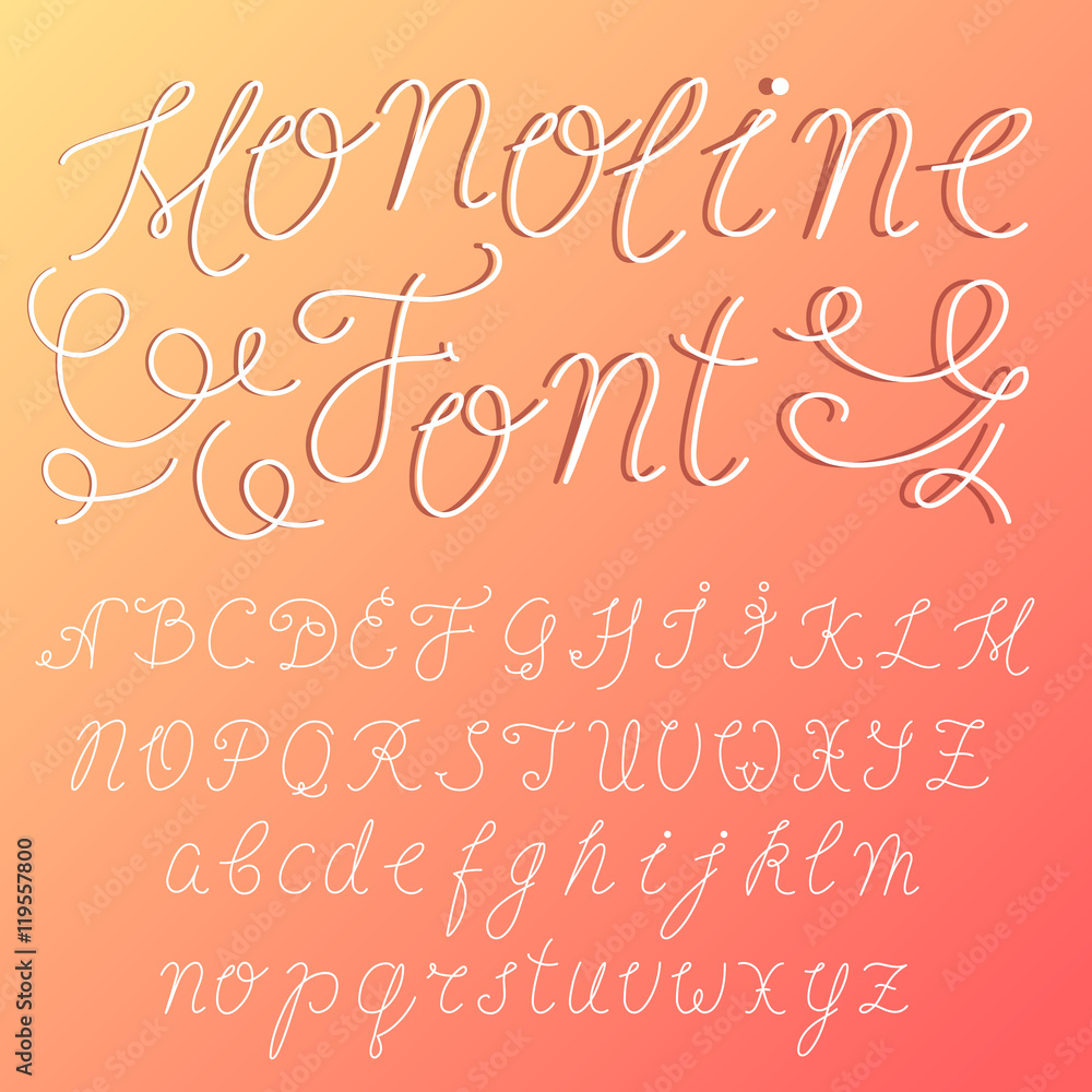 Hand written / monoline font / typeface made by one line / modern font ...