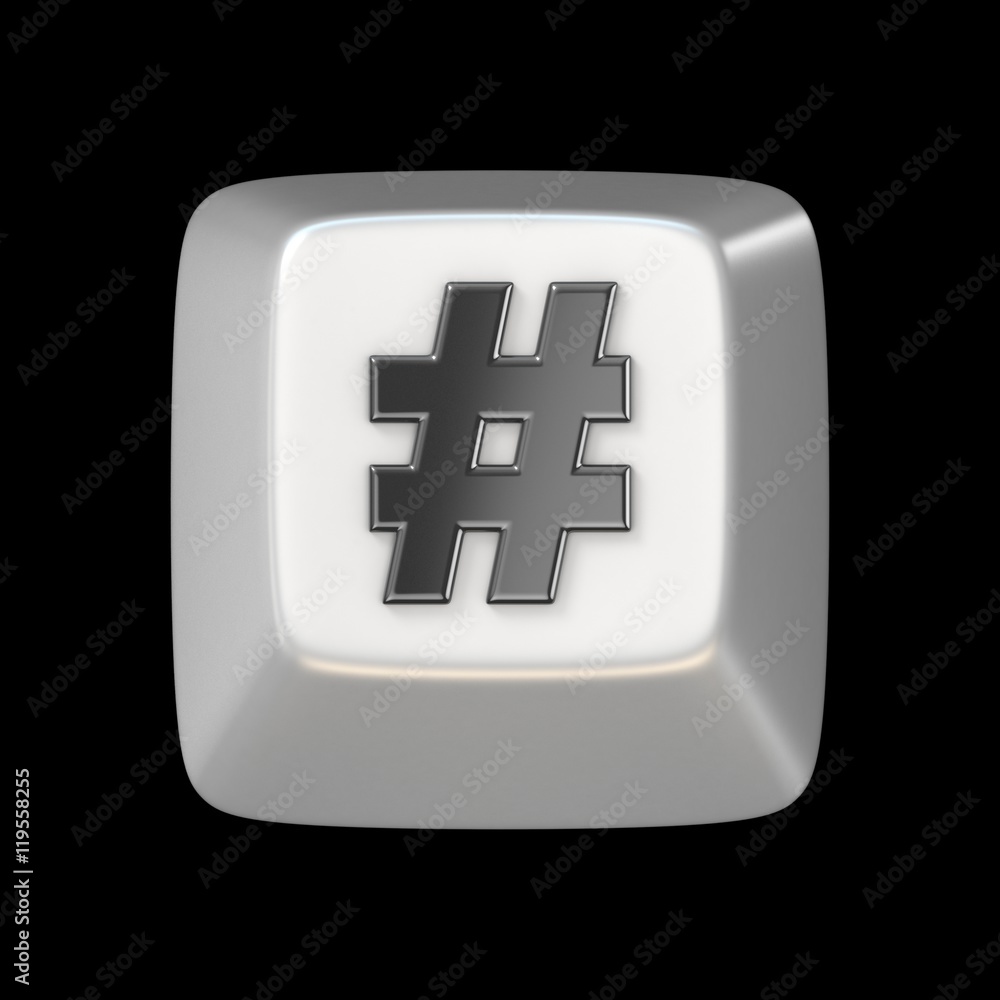 Ilustração do Stock: Computer keyboard key hashtag, sign 3D | Adobe Stock