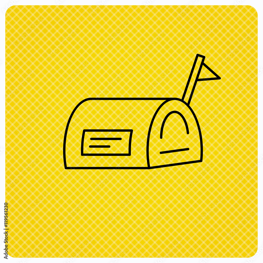 Mailbox with flag icon. Post email box sign. Stock Vector | Adobe Stock