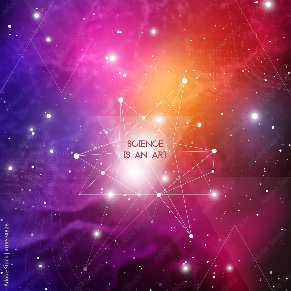 Science is an art. Scientific design template with copy space. Hipster ...