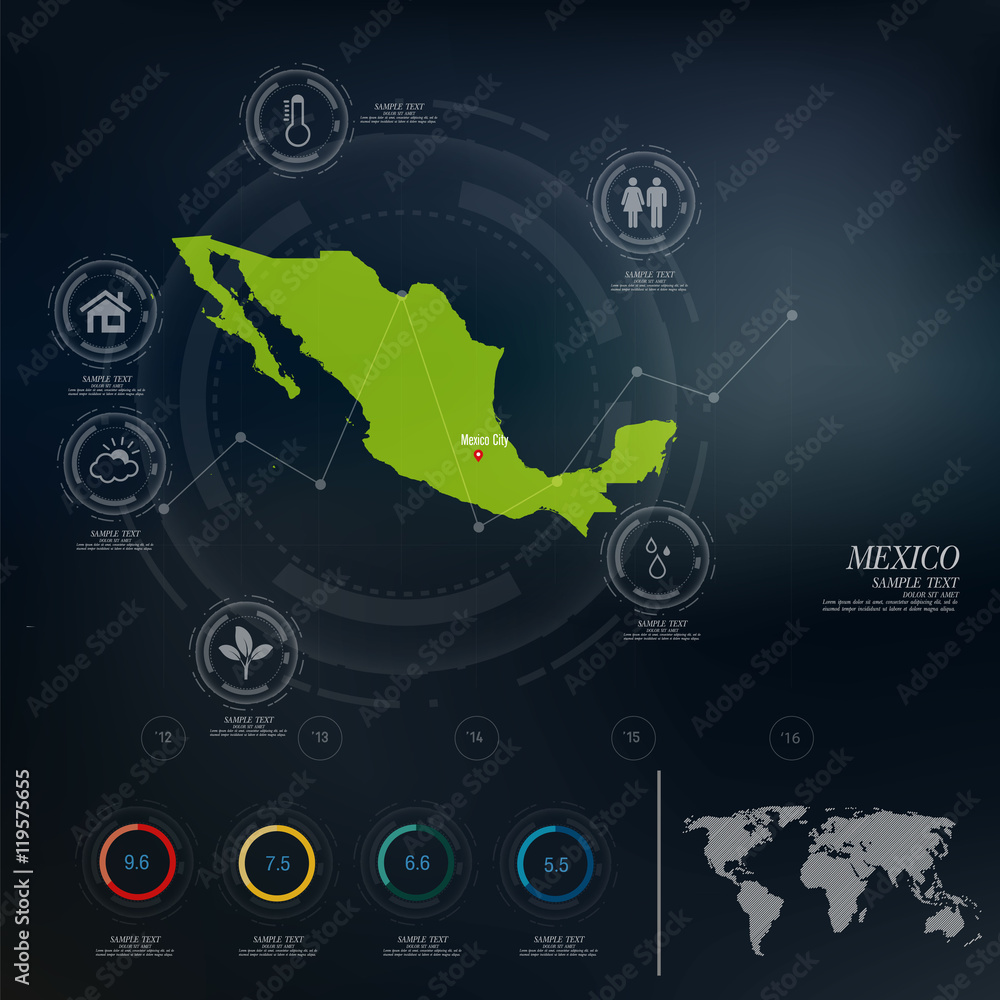 MEXICO map infographic Stock Vector | Adobe Stock