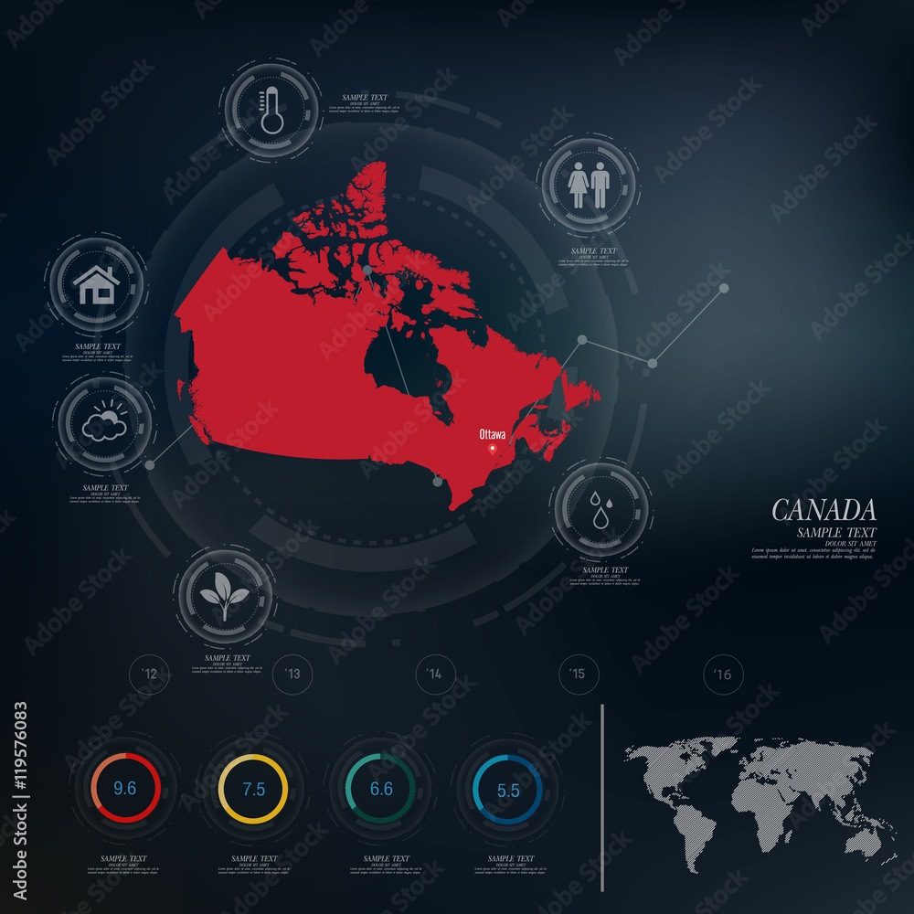 CANADA map infographic Stock Vector | Adobe Stock
