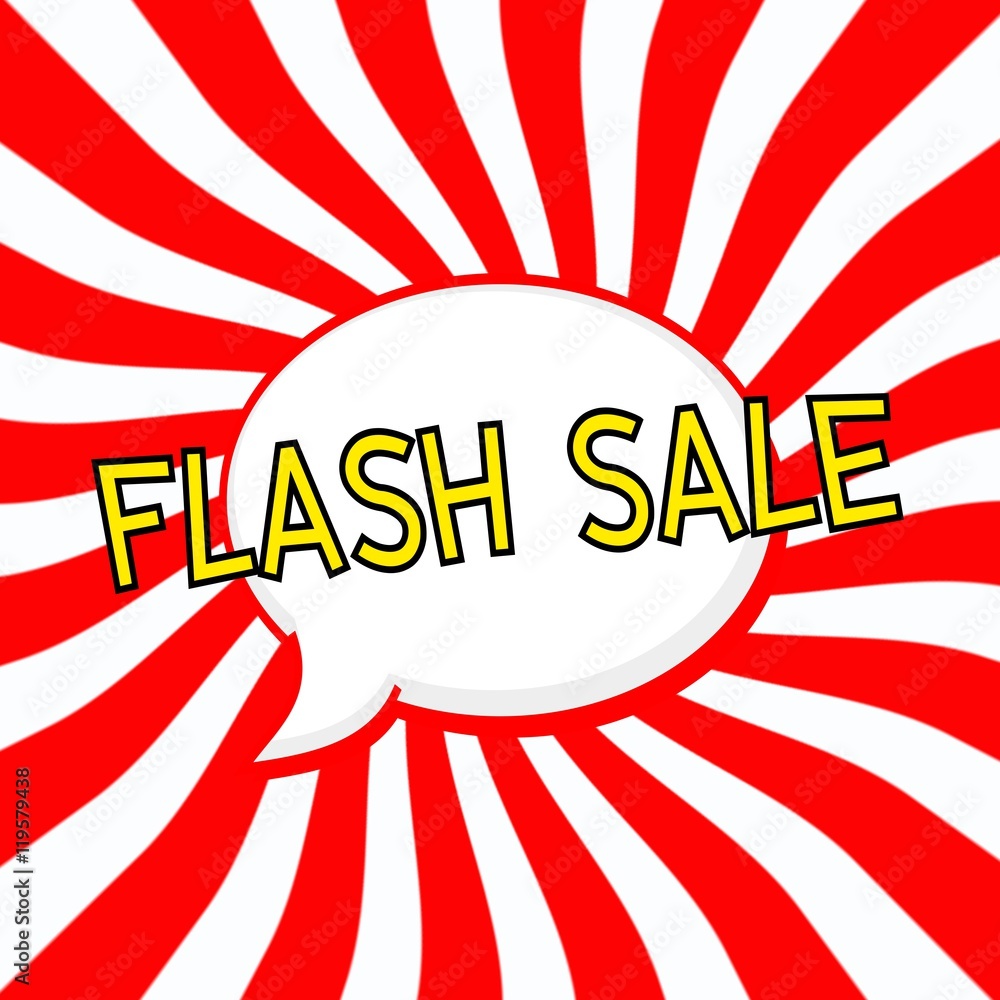 flash sale Speech bubbles yellow wording on Striped sun red-white ...