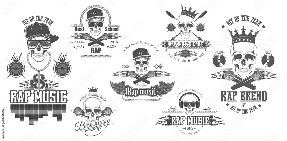 Vecteur Stock Vector set of logos for rap music style. Logo for t ...