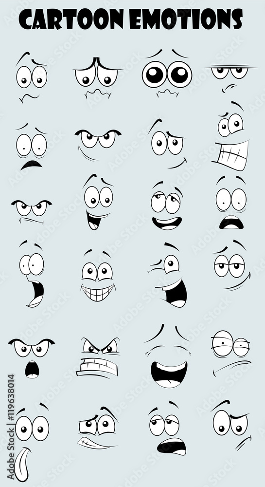 Set of cartoon faces Stock Vector | Adobe Stock