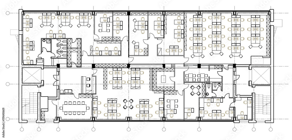 Standard office furniture symbols set Stock Vector | Adobe Stock