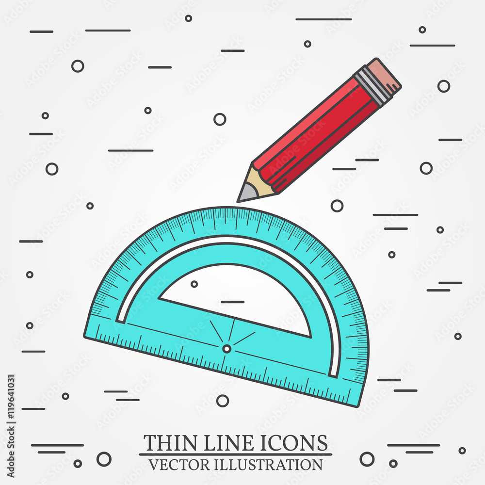 Protractor and pencil icon. Stock Vector | Adobe Stock