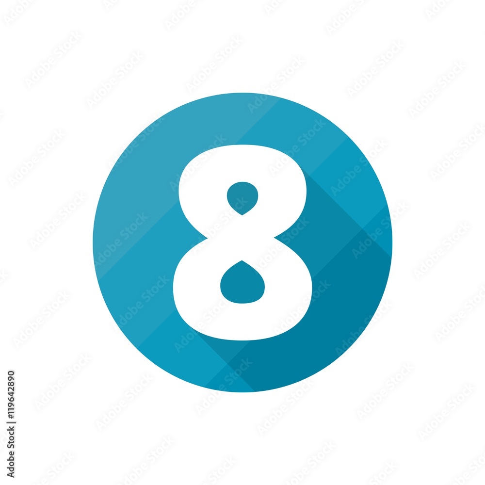 Number symbol 8, Flat icons set with long shadow vector de Stock ...