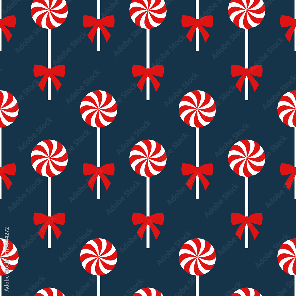 Seamless Christmas pattern with lollipops. Happy New Year and Merry ...