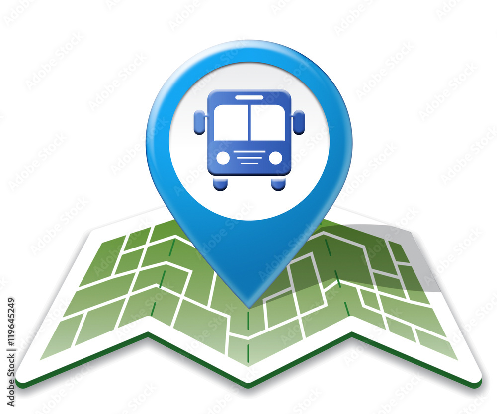 Bus Map Shows Public Transport 3d Illustration Stock Illustration ...