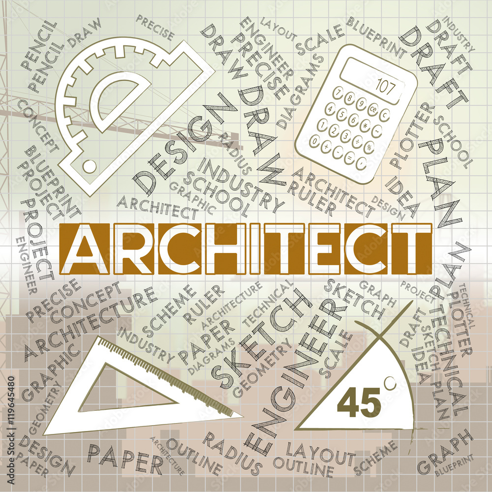 Architect Words Means Architecture Draftsman And Employment Stock ...