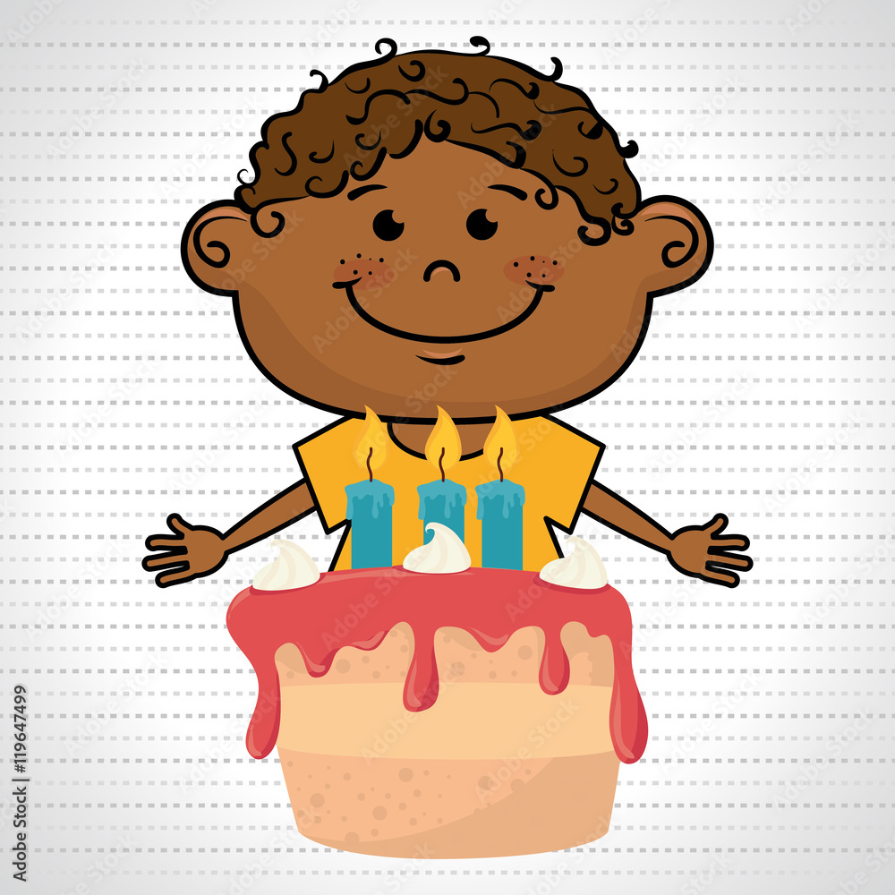 boy cake candles dessert vector illustratio graphic Stock Vector ...