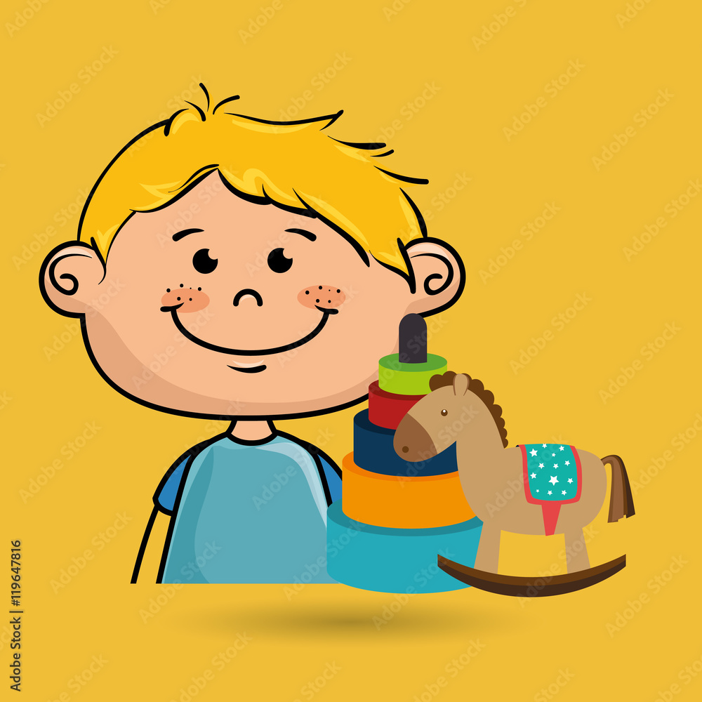 boy toys happy cartoon vector illustration graphic Stock Vector | Adobe ...