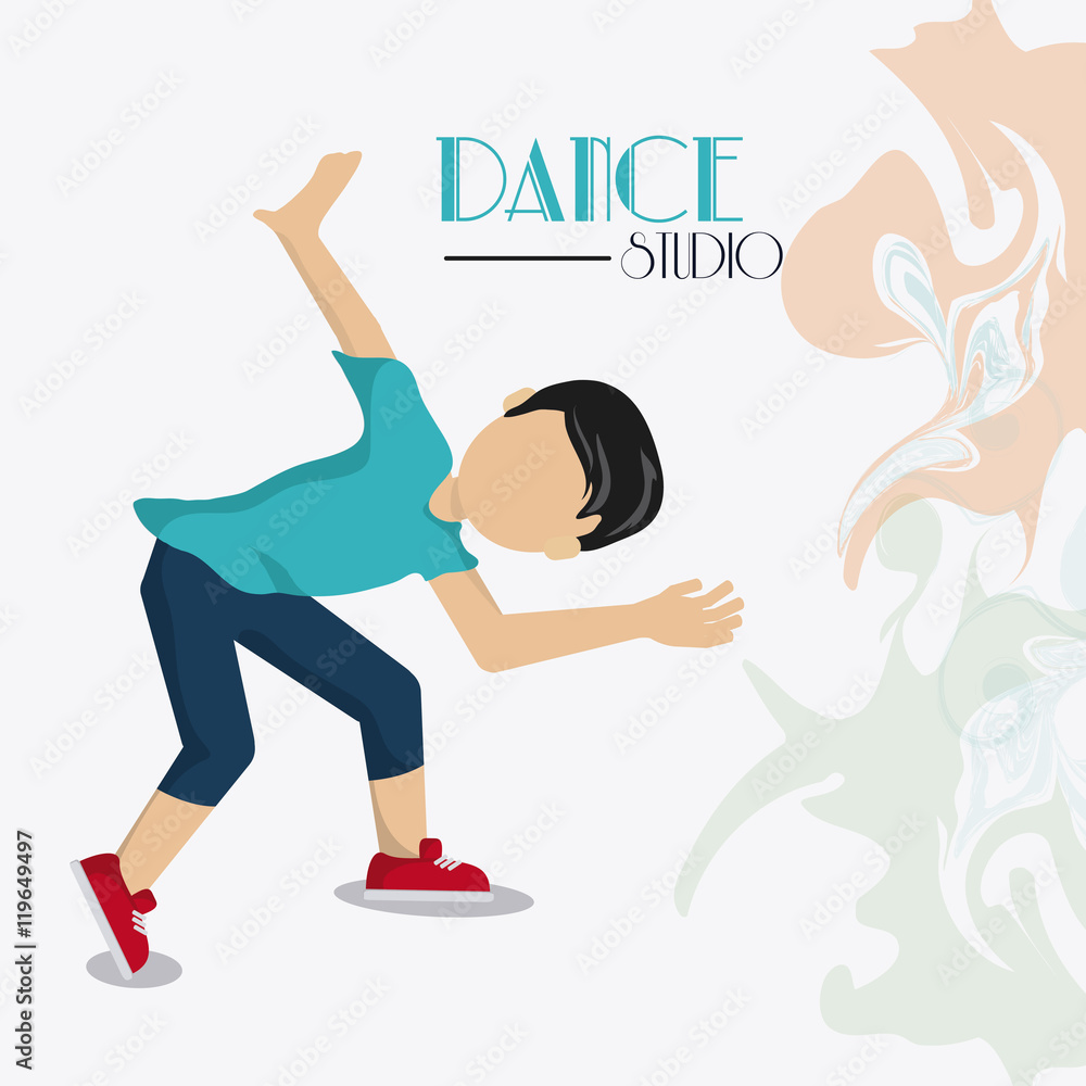 boy cartoon avatar dancer dance studio academy advertising icon ...