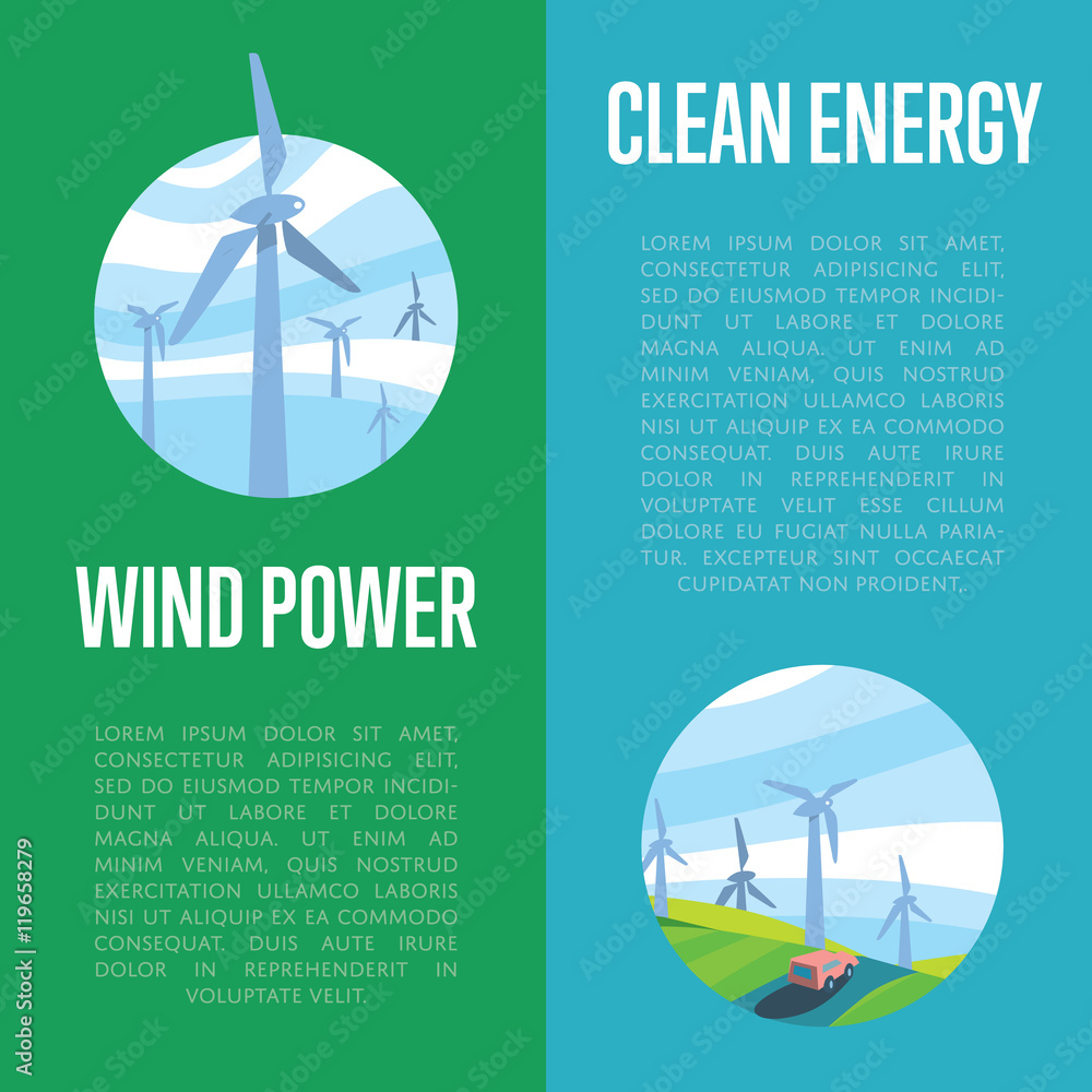 Clean energy and wind power vertical banners, vector illustration. Wind ...