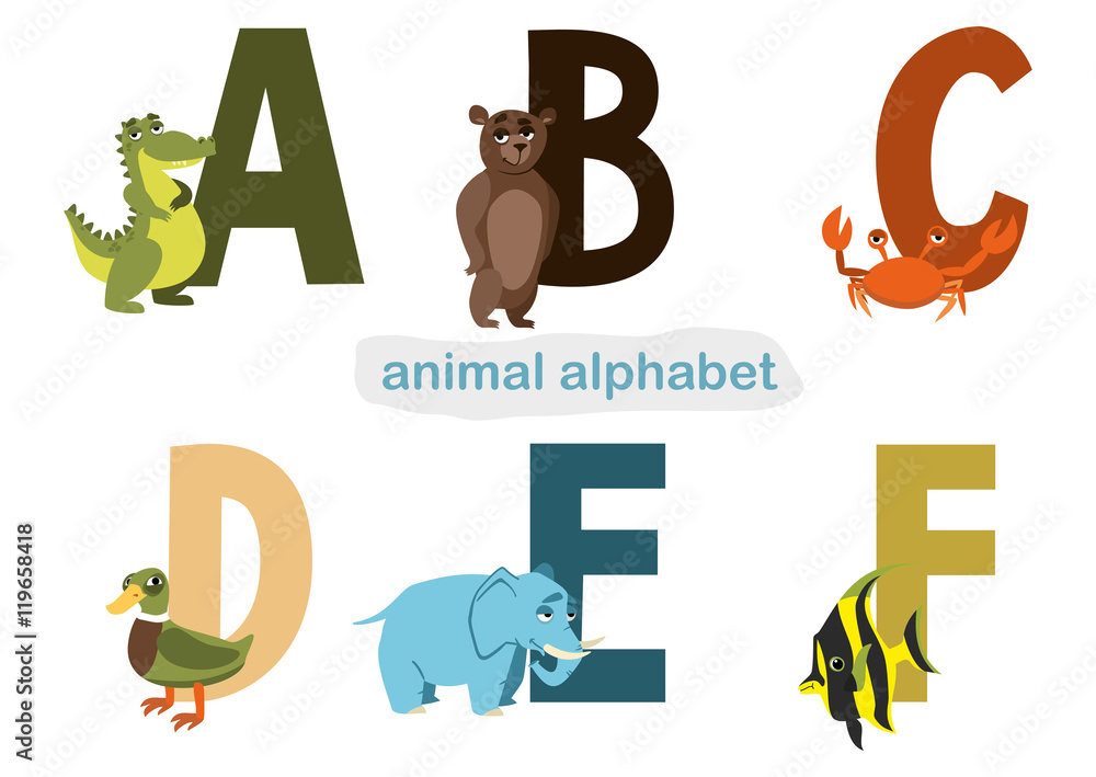 animal alphabet. vector. illustration for children's books with Stock ...