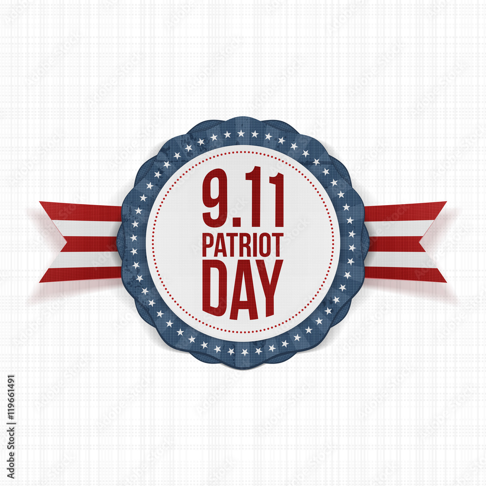 Patriot Day round Label with Ribbon Stock Vector | Adobe Stock