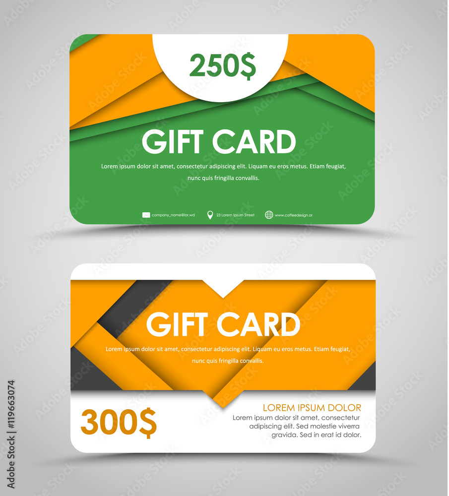 Design of gift cards in style of material design Stock Vector | Adobe Stock