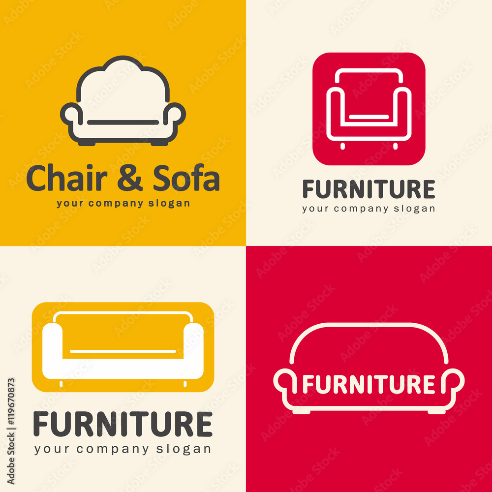 Logos for furniture store. Sofa and chair icons Stock Vector | Adobe Stock