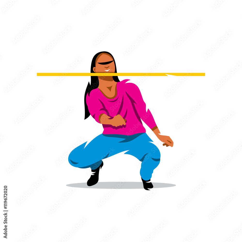 Vector Girl playing limbo. Cartoon Illustration. Stock Vector | Adobe Stock
