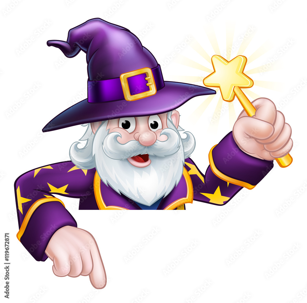 Cartoon Wizard Pointing Stock Vector | Adobe Stock