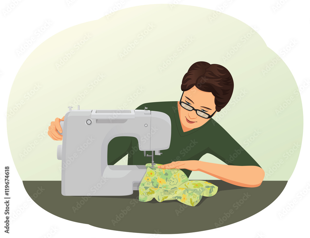 Tailor With Sewing Machine Clipart