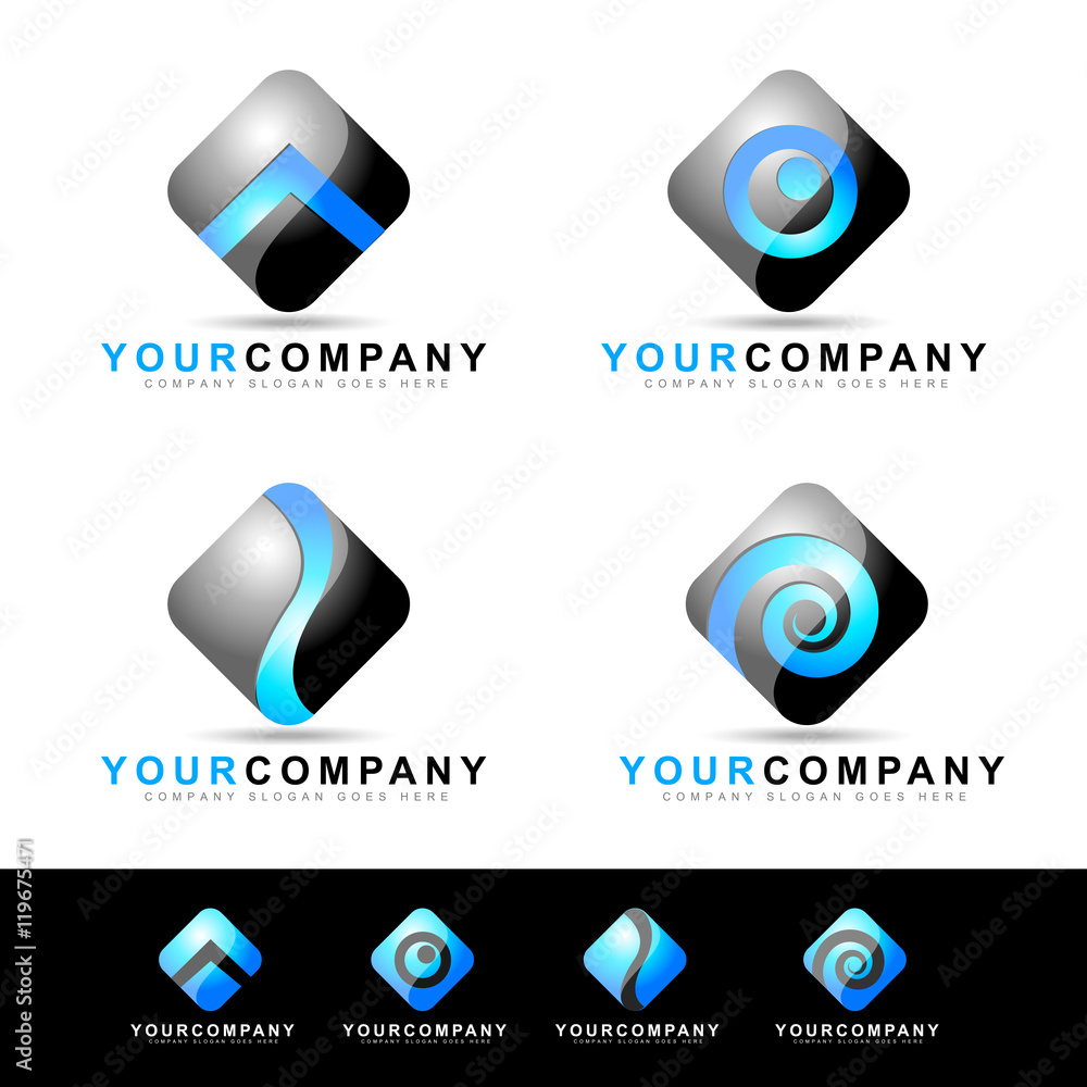 Mobile Application Logo Design Icons, 3D icons with blue colors. Stock ...