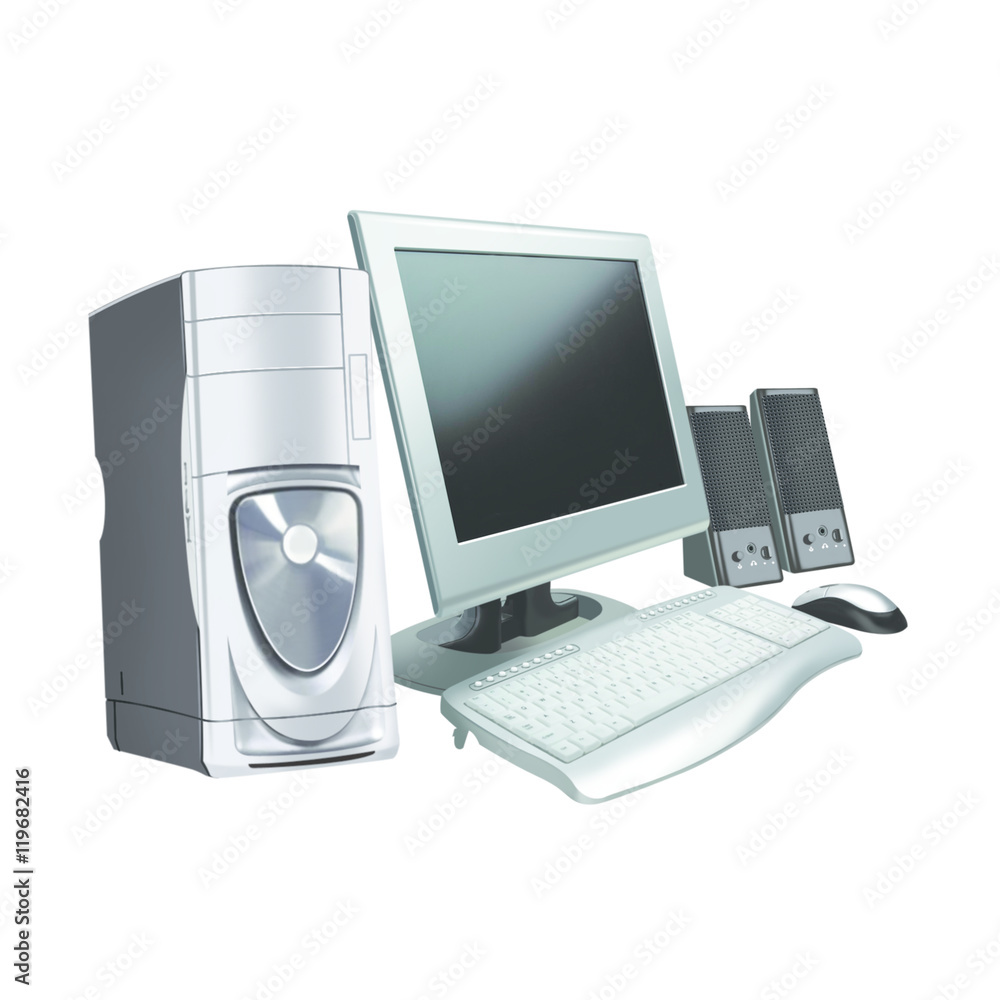 Computer and its parts Stock Illustration | Adobe Stock