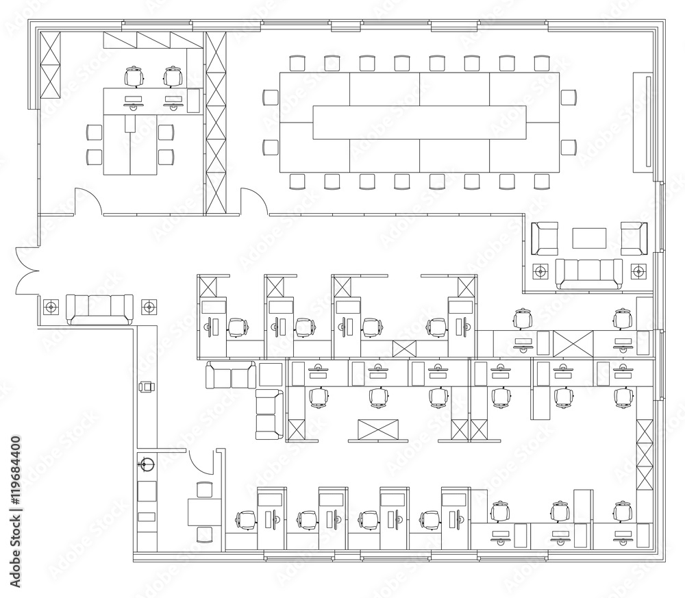 Standard office furniture symbols set Stock Vector | Adobe Stock